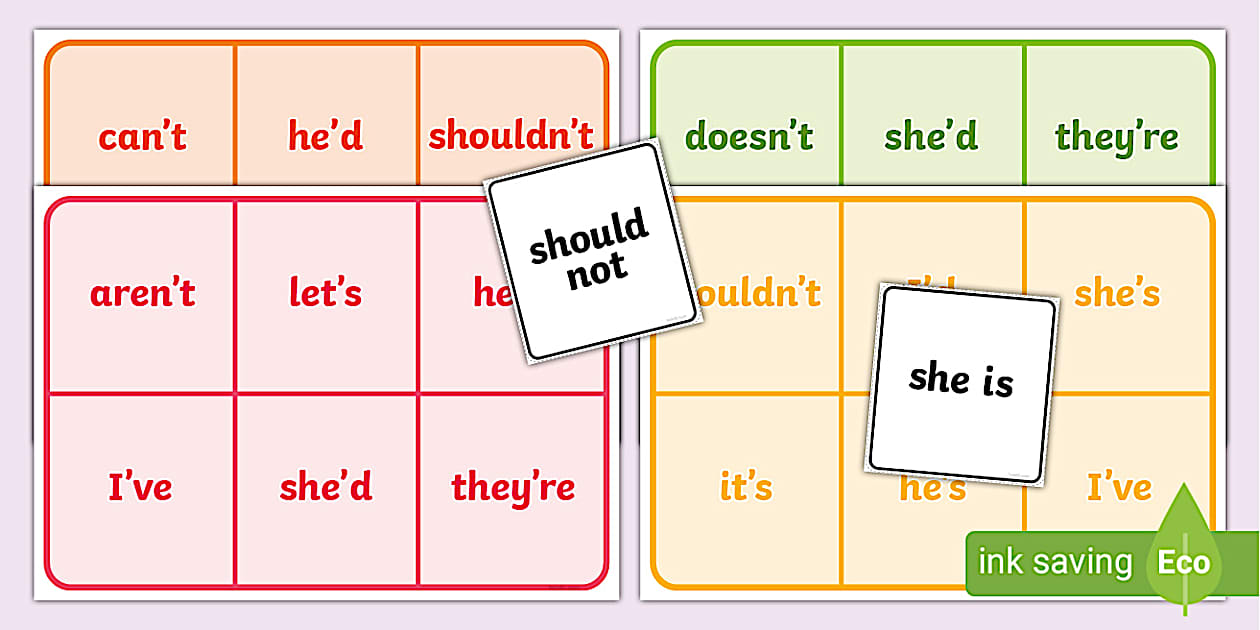 Precursive Contractions Bingo Game (teacher made) - Twinkl