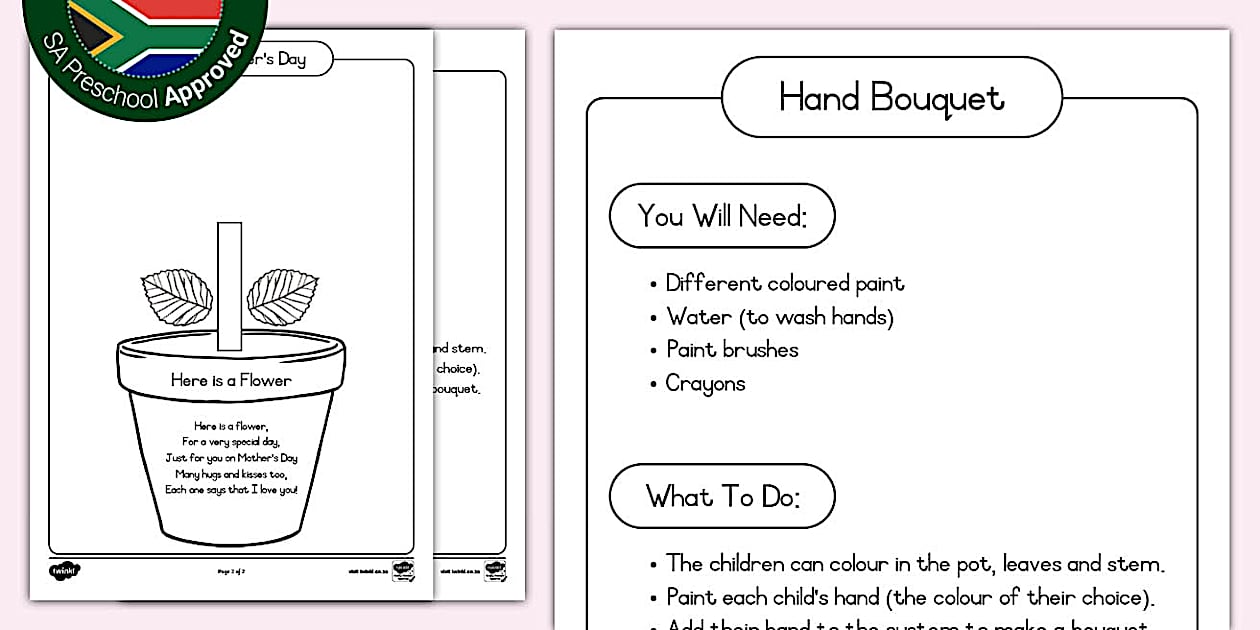 Hand Bouquet Activity (teacher made) - Twinkl