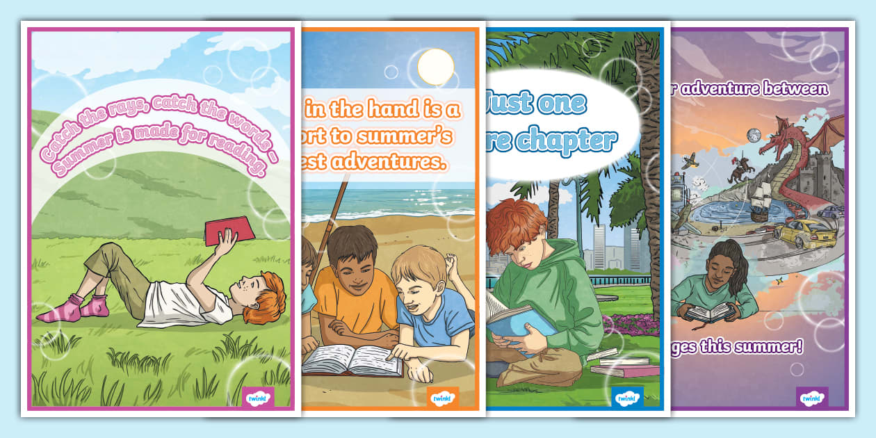 Summer Inspirational Reading Display Posters - Twinkl