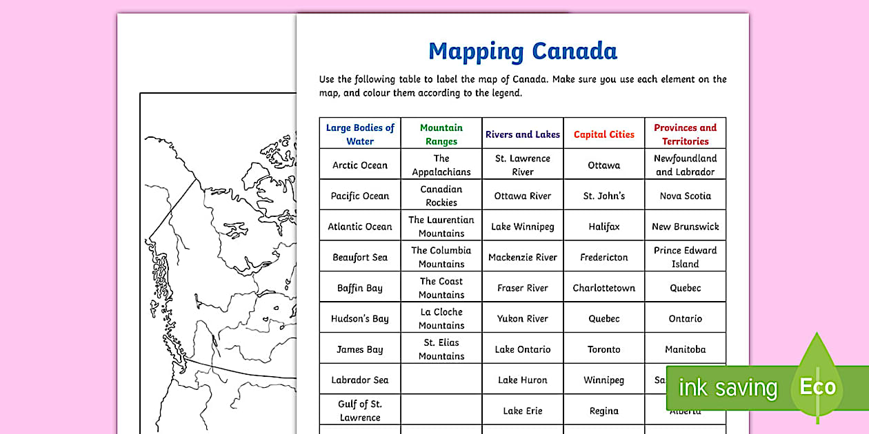 Mapping Canada Activity | Map of Canada to Label | Twinkl