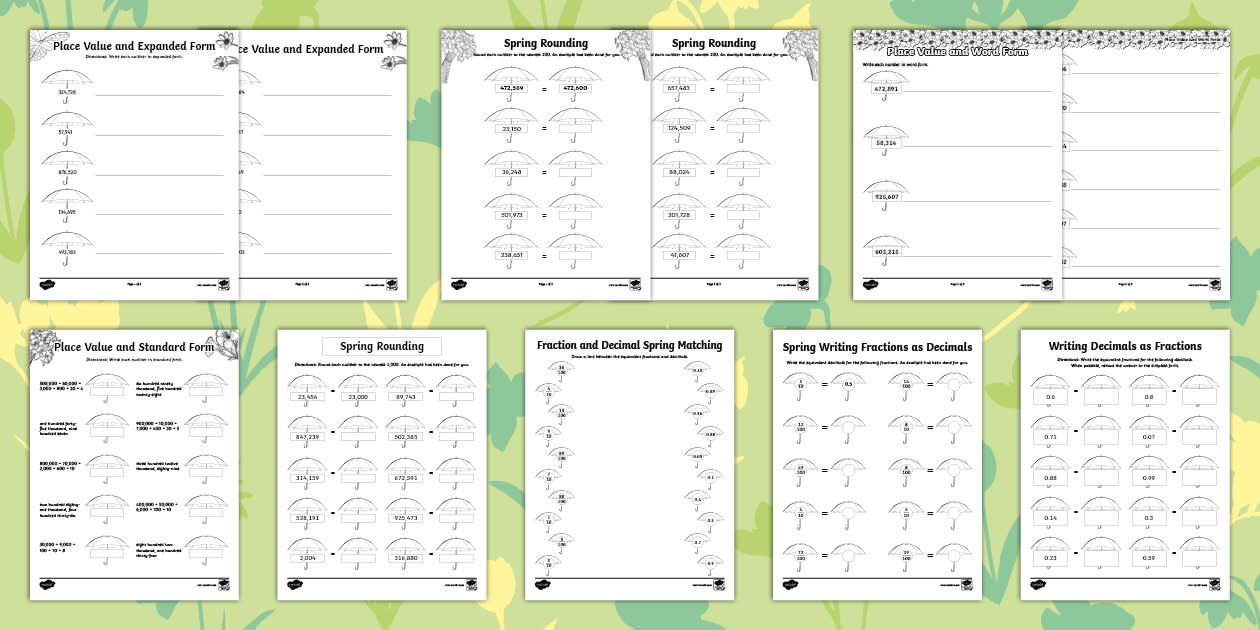 Fourth Grade Spring Math Activity Pack (teacher made)