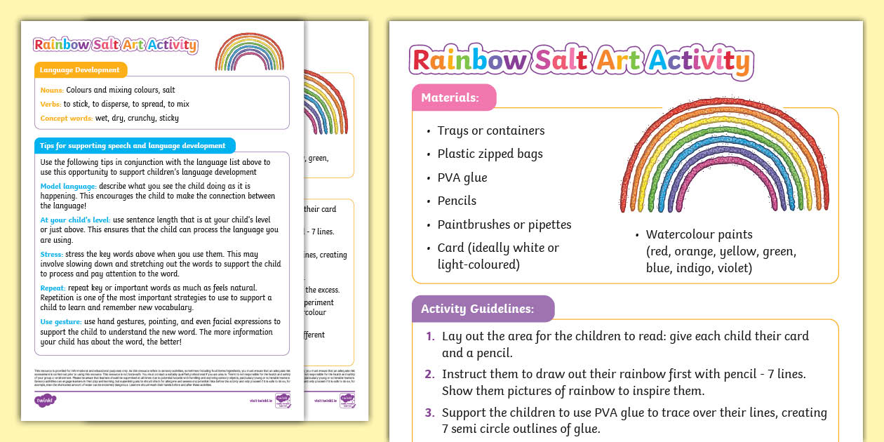 Rainbow Salt Art Activity (teacher made) - Twinkl