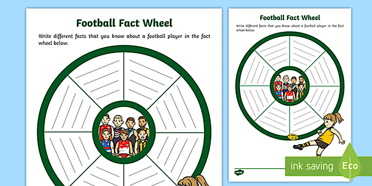 NSW Football Player Fact Wheel Worksheet - Twinkl