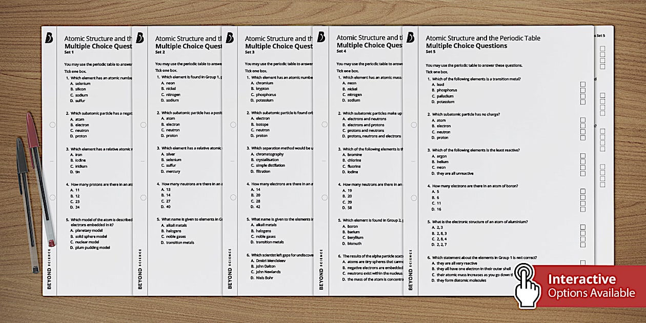 Atomic Structure and the Periodic Table Multiple Choice | Beyond