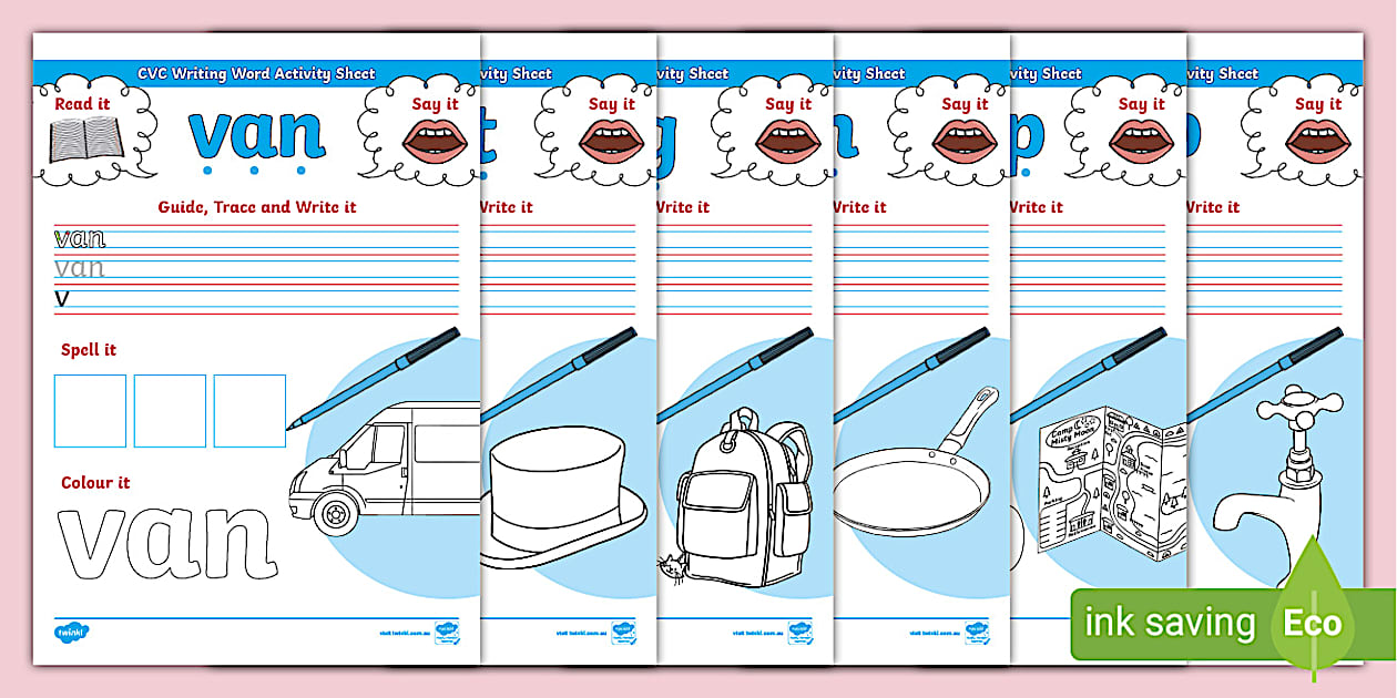 CVC Word Writing Activity Pack - CVC Writing Word Worksheet / Worksheet ...