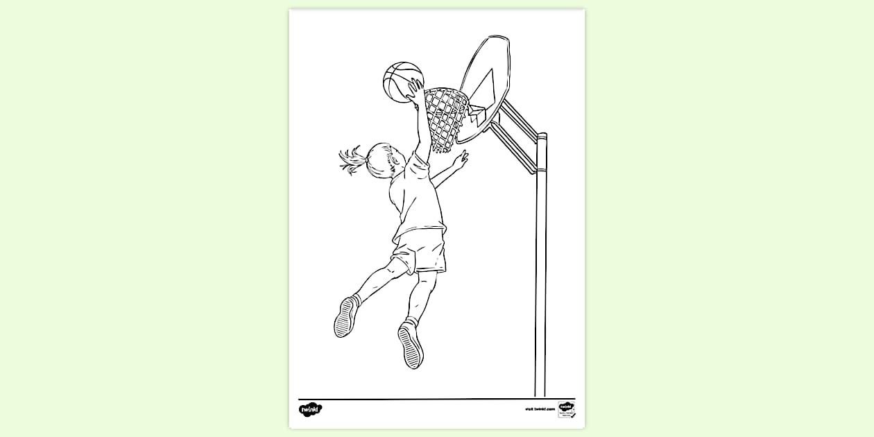School Basketball Colouring Page