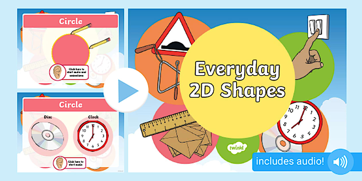 Everyday 2D Shapes Audio PowerPoint (teacher made) - Twinkl