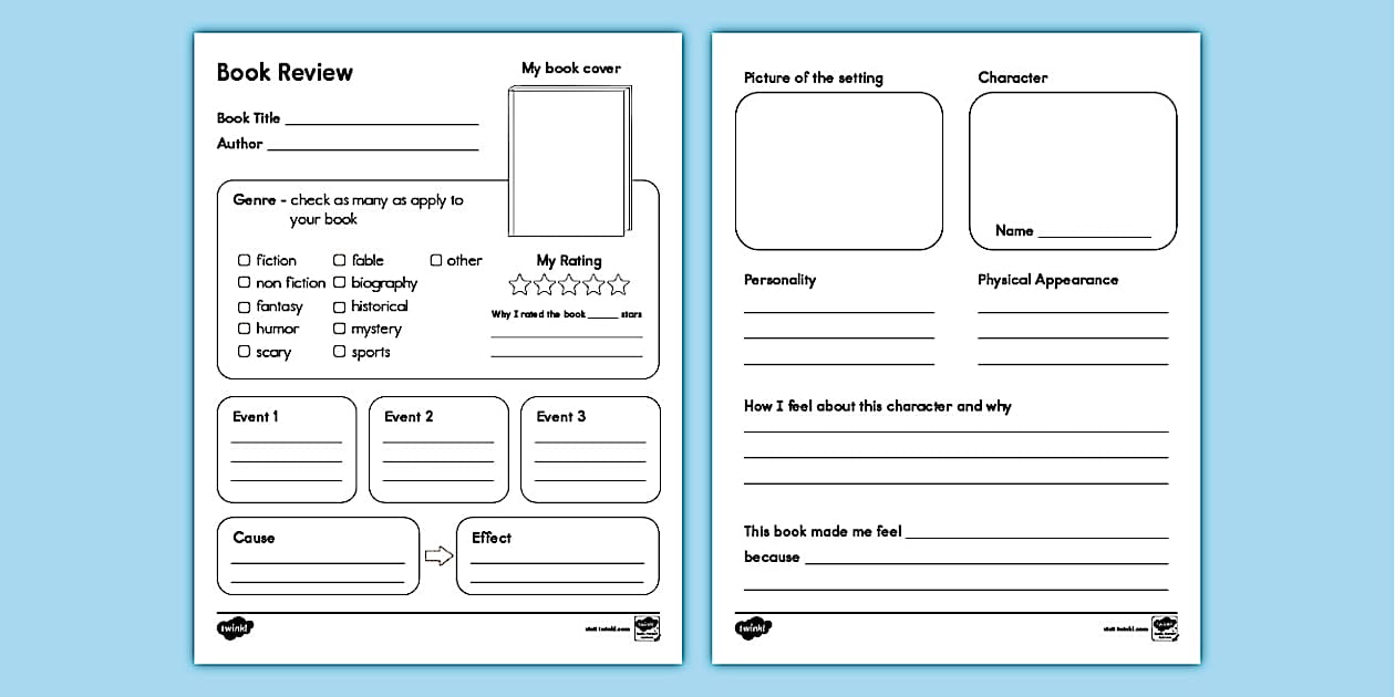 Second Grade In-Depth Book Review Writing Template - Twinkl