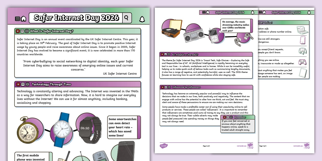 UKS2 Safer Internet Day Reading Comprehension