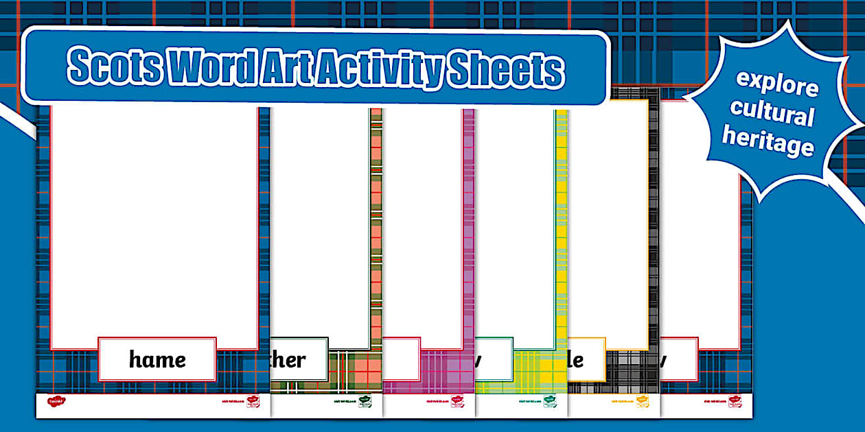Scots Word Art Activity Sheets