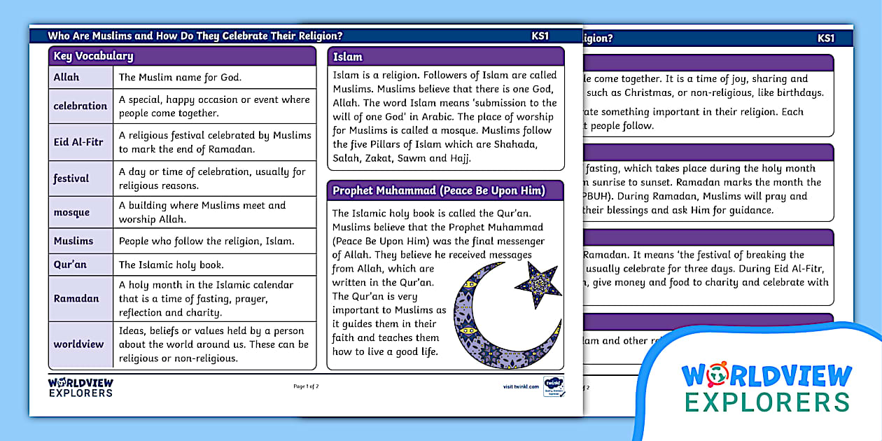 RE: Ramadan and Eid: KS1 Knowledge Organiser (teacher made)