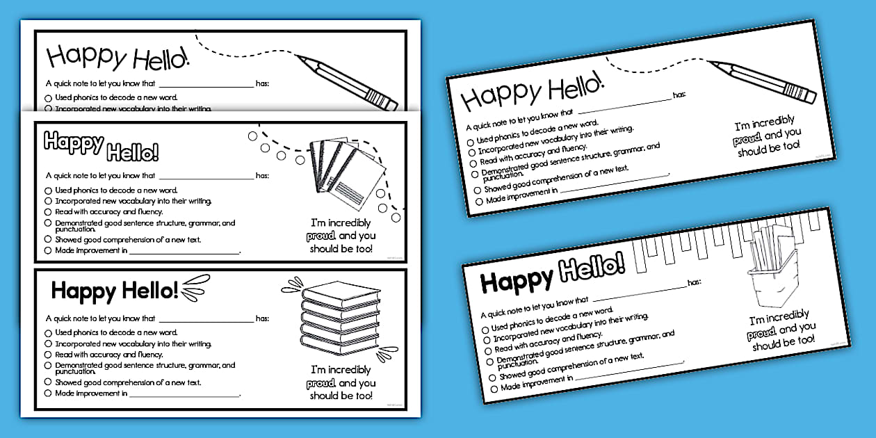 Happy Hello! Send-Home Notes of Positivity - ELA - Twinkl
