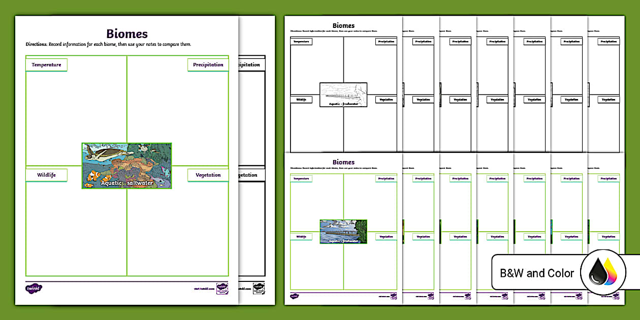 Biomes Comparison Worksheet for 3rd-5th Grade - Twinkl