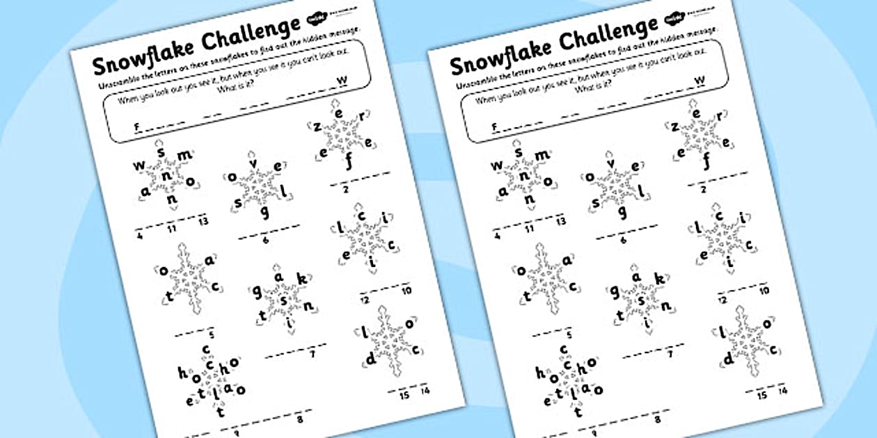 Snowflake Scramble Worksheet / Worksheet - Twinkl