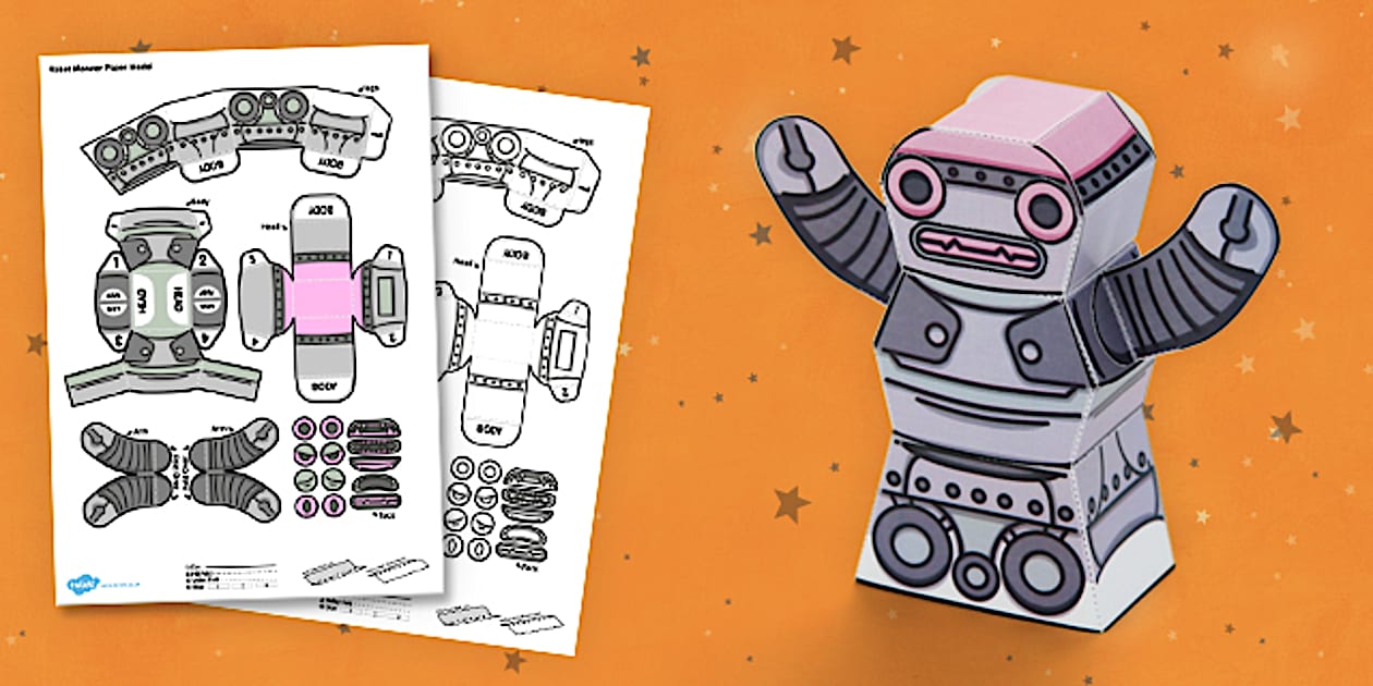 3D Robot - Halloween Paper Model - Twinkl