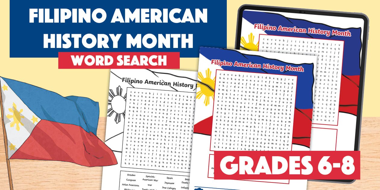 Filipino American History Month Word Search - Twinkl