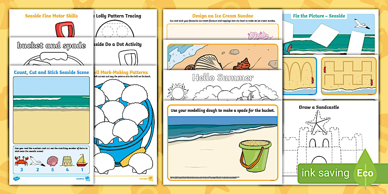 Seaside and Summer Themed Fine Motor Skills Activities