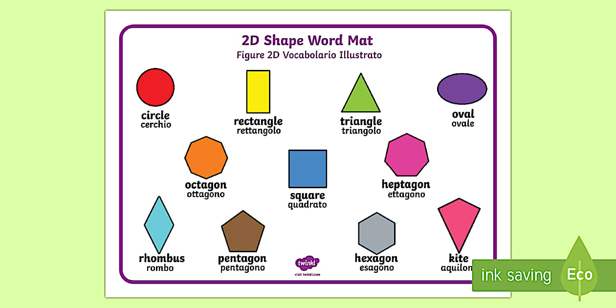2D Shape Word Mat English/Italian (teacher made) - Twinkl