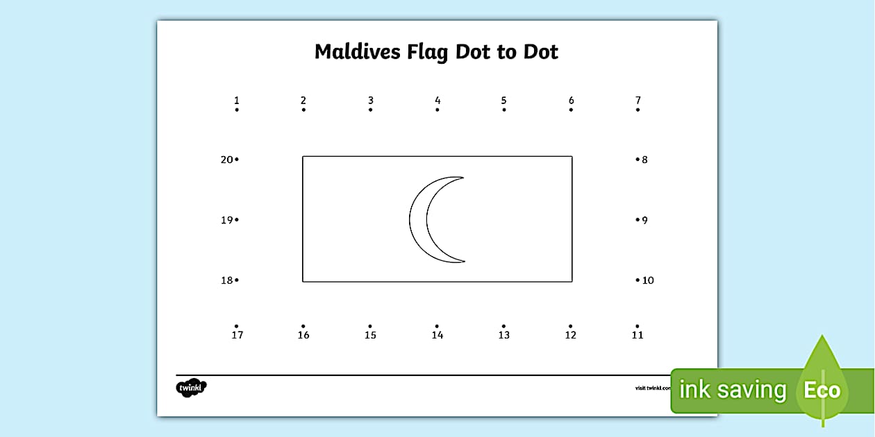 Maldives Flag Dot to Dot Worksheet - Flags | Twinkl - Twinkl