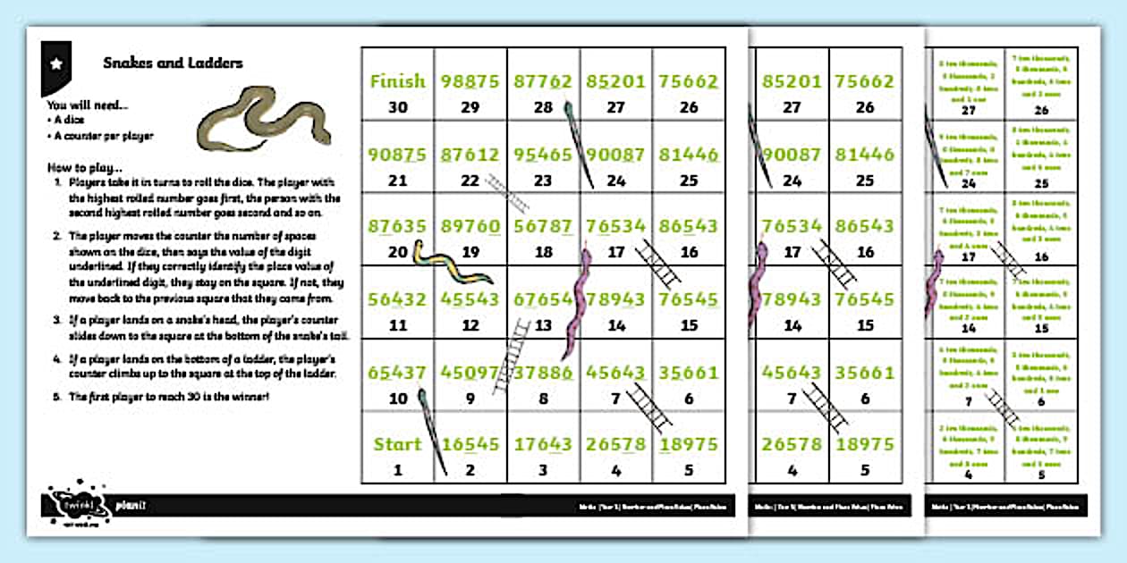 Recognising Place Value 5-Digit Numbers Differentiated Board Game