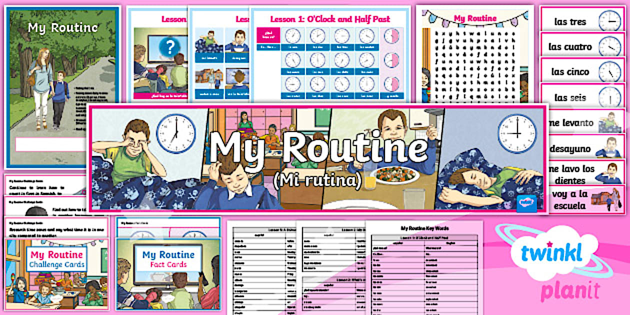 👉 PlanIt Year 4 Spanish Classroom Display: Daily Routine &Time