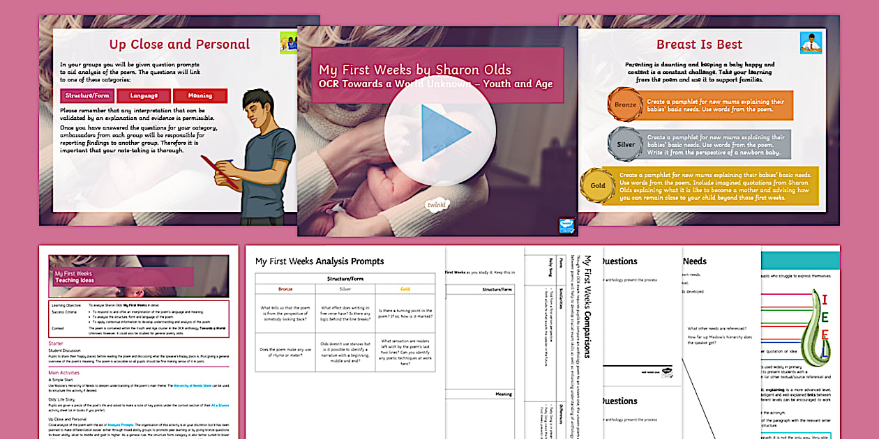GCSE Poetry Lesson to Support Teaching On 'My First Weeks' by Sharon Olds