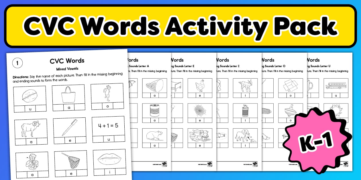 CVC Beginning and Ending Sounds Worksheets Pack | Pre-K/K-2
