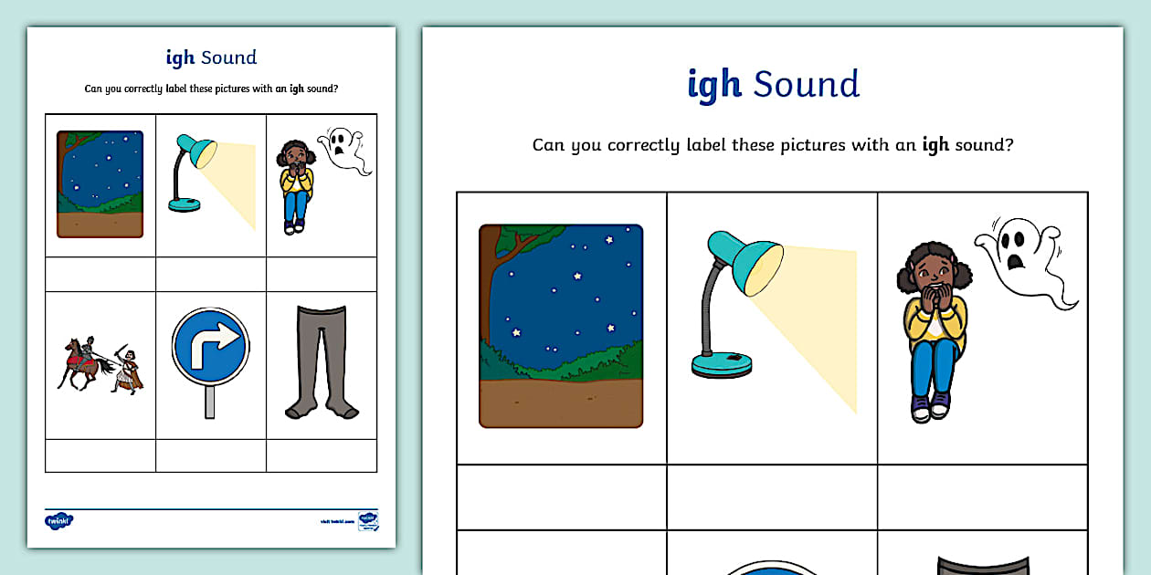 'igh' Sound Worksheet (teacher made) - Twinkl