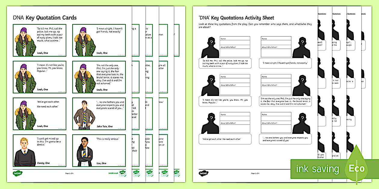 GCSE DNA Key Quotations Pack (teacher made) - Twinkl