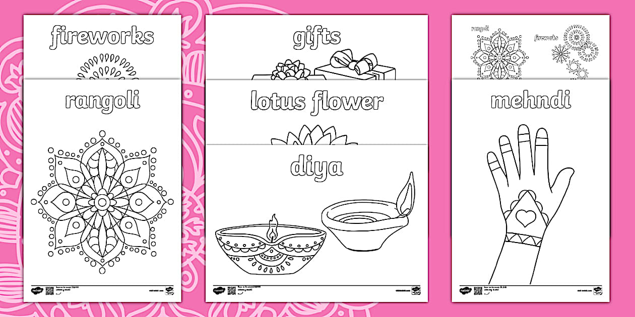 Deepavali Picture and Word Colouring Sheets | Twinkl