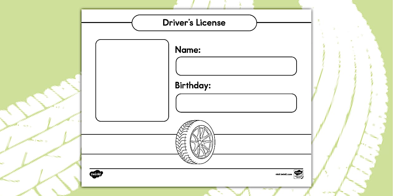 Auto Repair Shop Dramatic Play Make Your Own Driver's License Worksheet