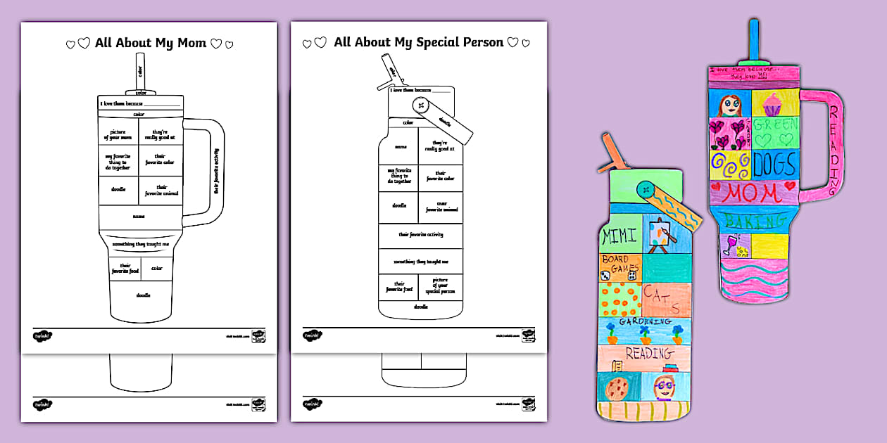 All About My Mom Water Container Worksheet (teacher made)