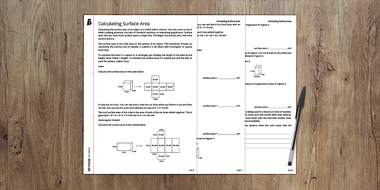 Maths In Science Calculating Surface Area Beyond Science