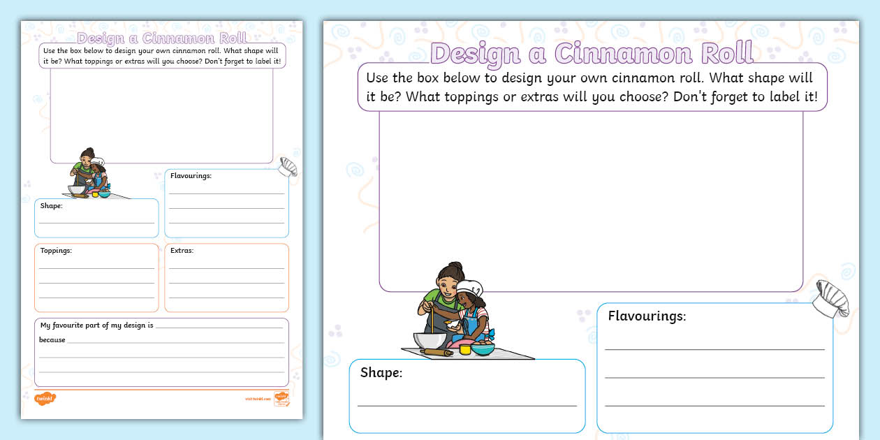 Design a Cinnamon Roll Worksheet (teacher made) - Twinkl