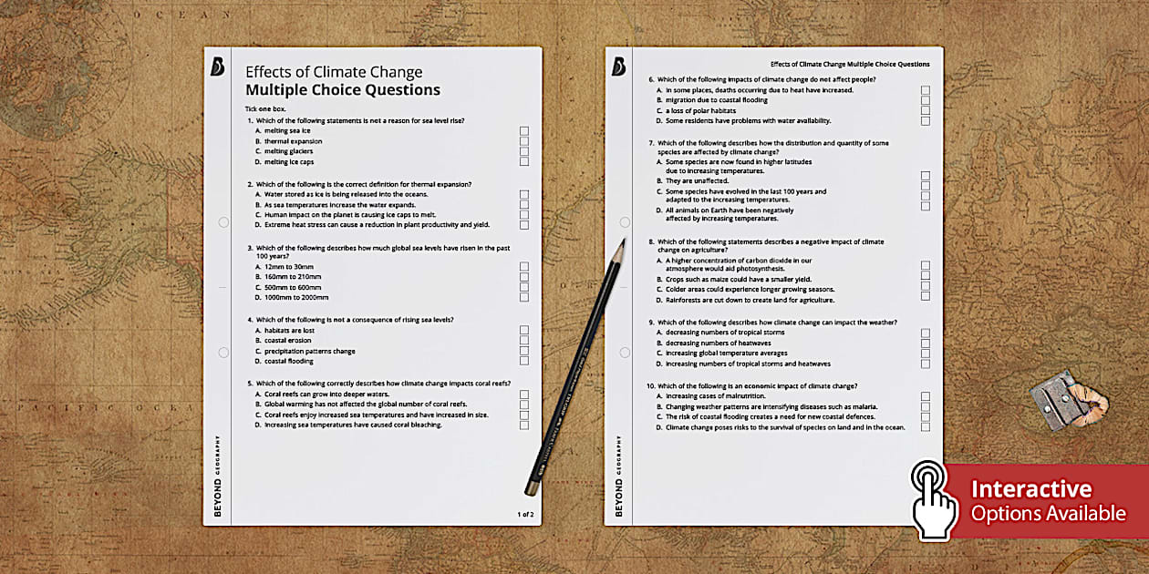 Effects of Climate Change Multiple Choice Questions - Twinkl