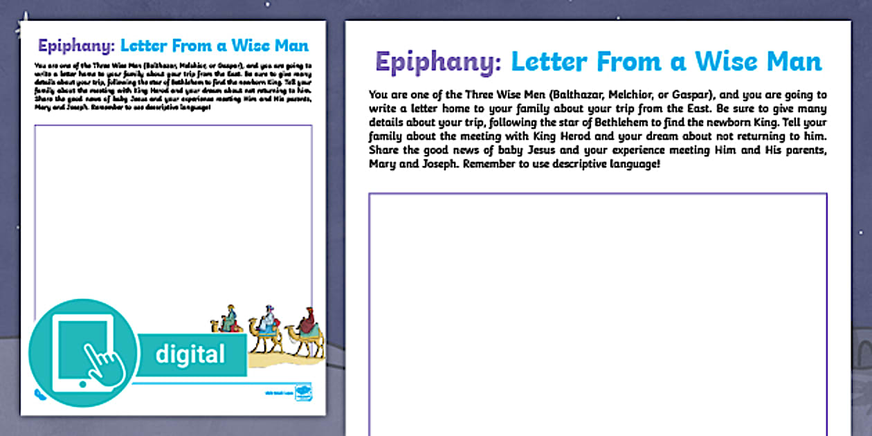 Epiphany: Letter From a Wise Man Worksheet (teacher made)