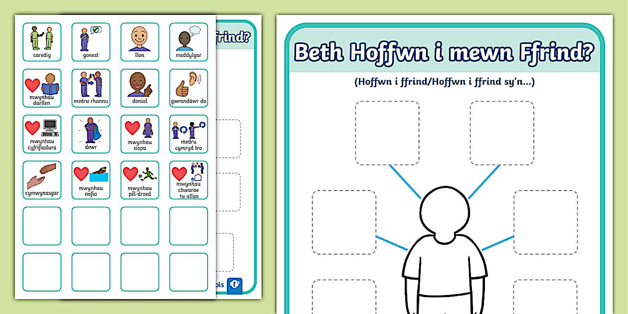 Symbolau Twinkl: Gweithgaredd Beth Hoffwn i mewn Ffrind