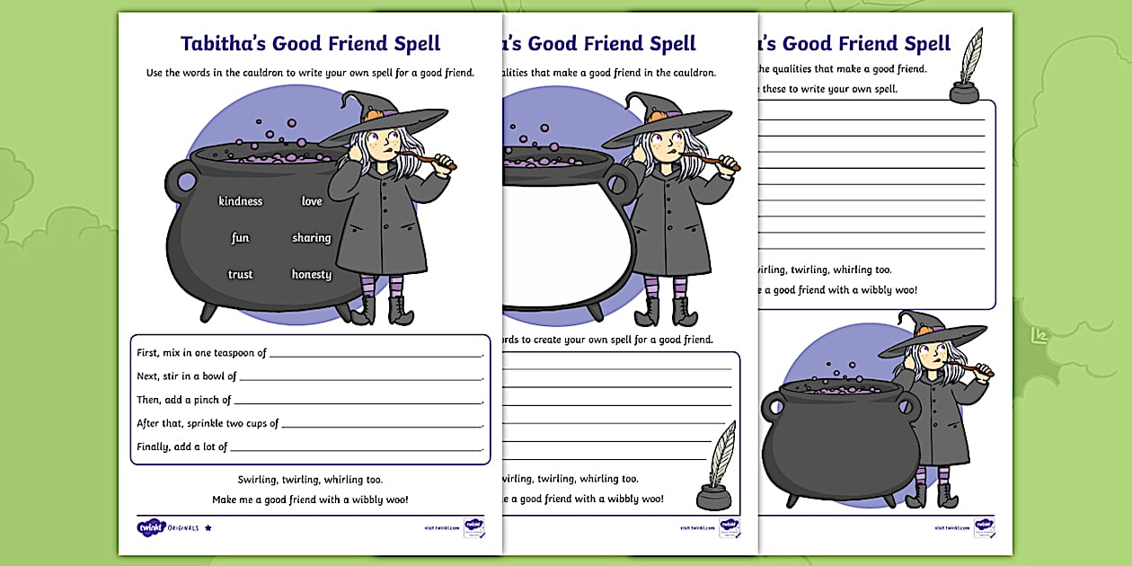 Editable A Magical Muddle: Tabitha's Good Friend Spell Writing ...