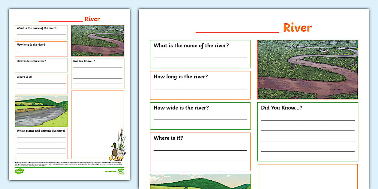 River Fact File Template,rivers (Teacher-Made) - Twinkl