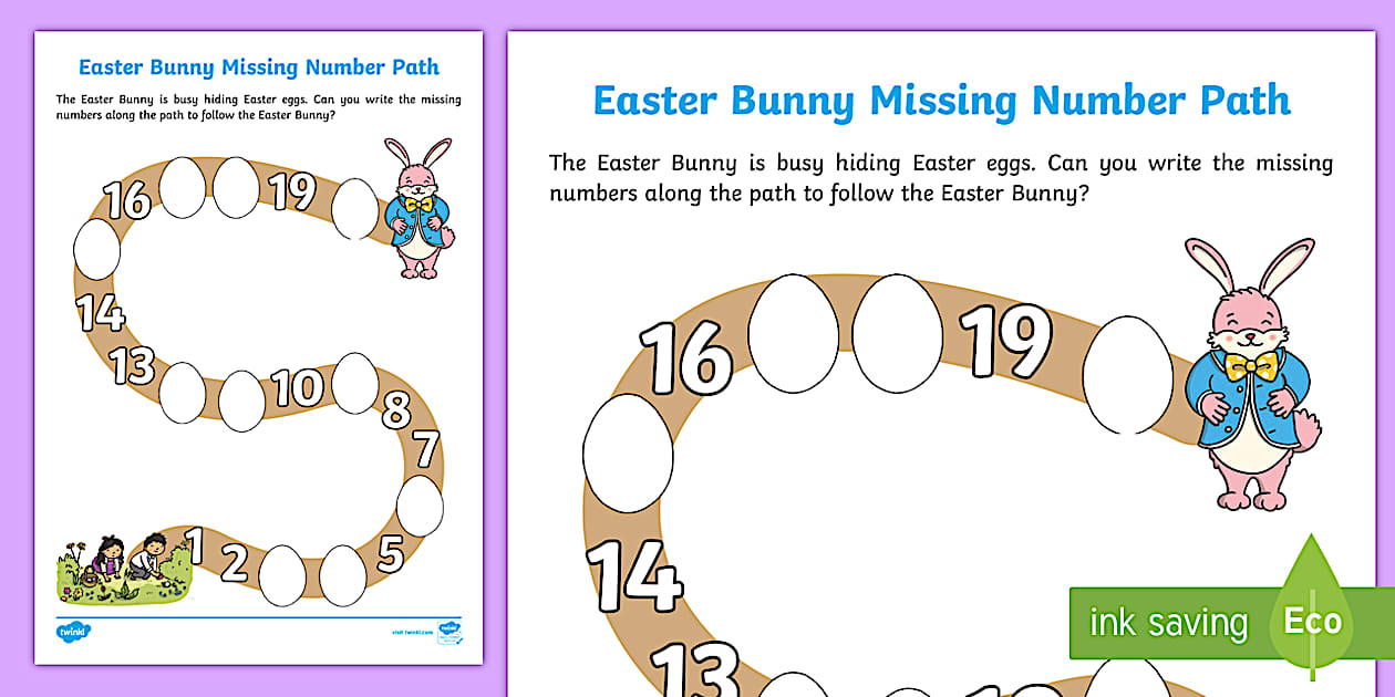 Easter Bunny Missing Number Path Worksheet (teacher made)