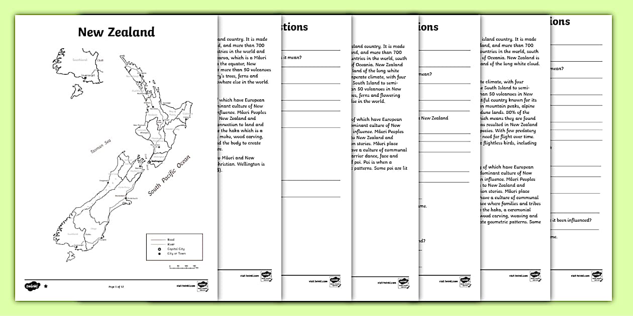 New Zealand Differentiated Comprehension Worksheets - Twinkl