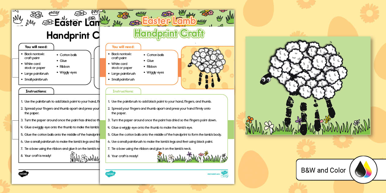 Easter Lamb Handprint Craft (Teacher-Made) - Twinkl
