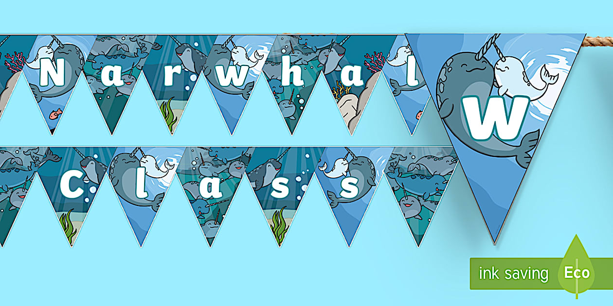 Editable Narwhal Class Display Bunting - Twinkl