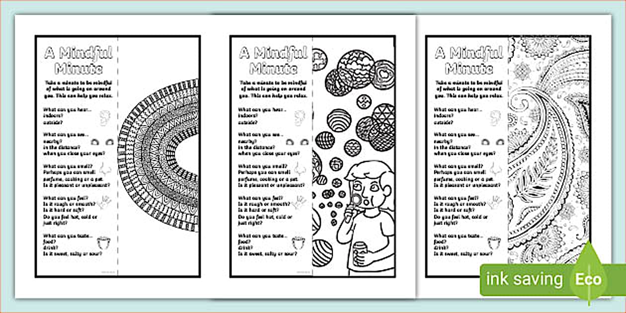 Editable A Minute for Mindfulness Bookmarks (Teacher-Made)