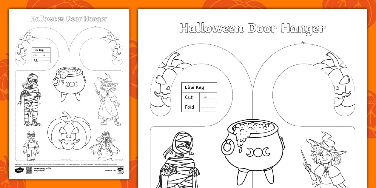 Halloween Colouring Door Hanger (teacher made) - Twinkl