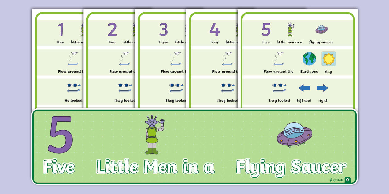 Twinkl Symbols: Five Little Men in a Flying Saucer Poster