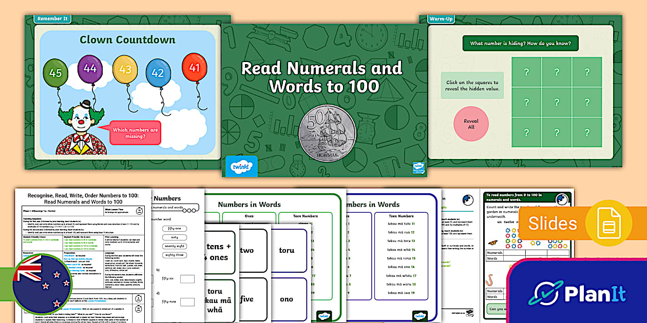 Phase 1 Number: Read Numerals and Words to 100 - Twinkl