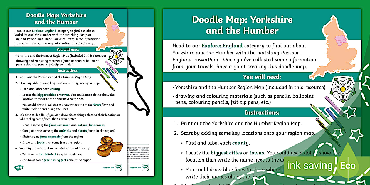 Doodle Map: Yorkshire and the Humber (teacher made) - Twinkl
