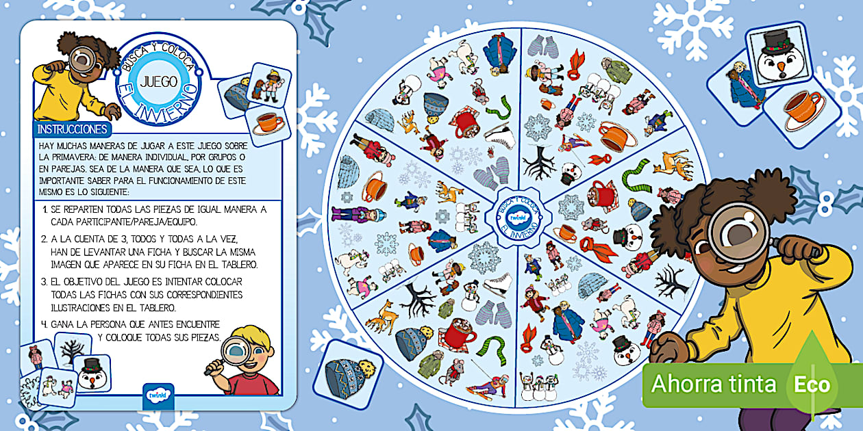 Juego: Busca y coloca - El invierno
