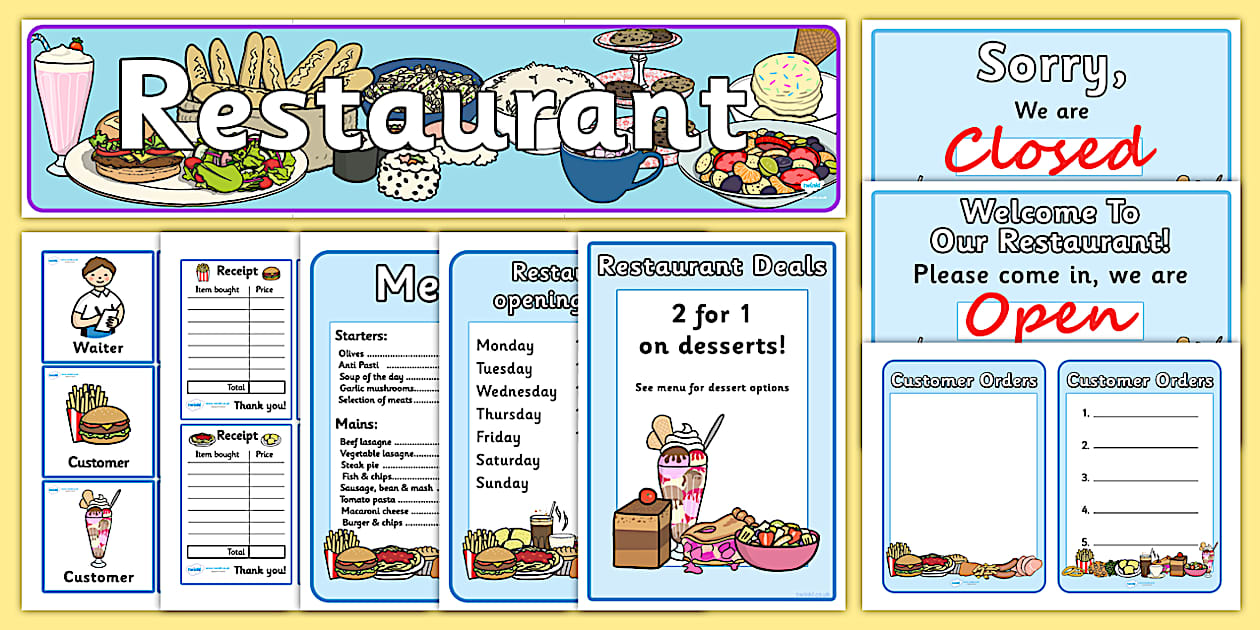 Restaurant Role Play Pack - ESL Role Play Resources - Twinkl